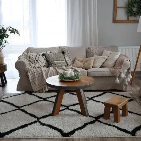 koberec BERBER CROSS, bílá střapce, Maroko, Shaggy velikost 200x290 cm | krásné koberce cz