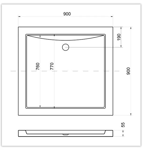 BESCO AQUARIUS STONE EFFECT, čtvercová sprchová vanička Rozměr A - 80 cm, Rozměr B - 80 cm, Rozměr C - 5.5 cm - OLBVANACAQU80S