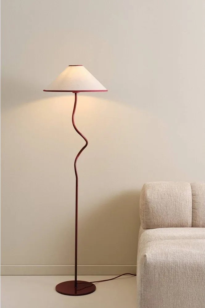 Červená/bílá látková stmívatelná stojací lampa (výška 148 cm) Juliet – Jotex