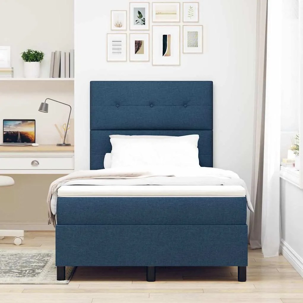 Postel s boxspringem s čelo Modrá 120 x 190 cm textil 3339377
