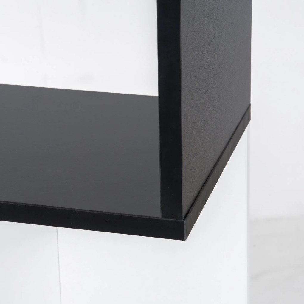 HOMCOM 5-patrová knihovna ve tvaru S, moderní design pro obývací pokoj a kancelář 60x24x184,5 cm Černá a bílá