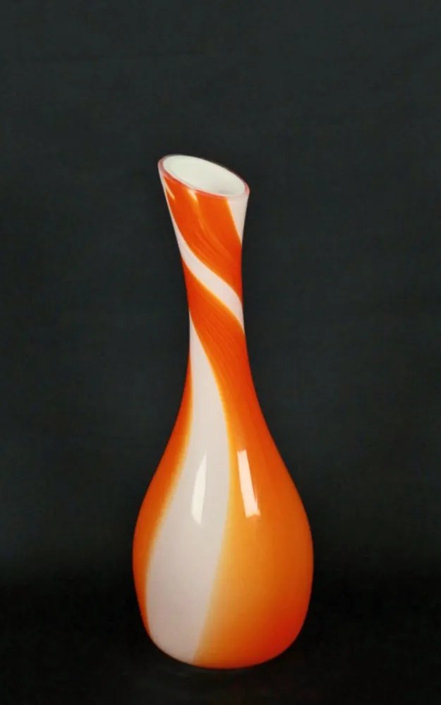 Váza designová Kužel malý spirála oranžová 30 - 40cm