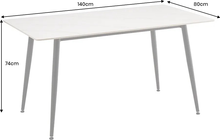 Keramický jídelní stůl Garold 140 cm bílý