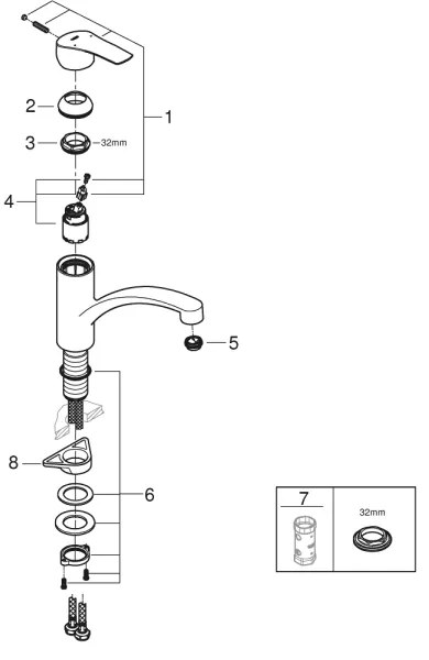 GROHE 305302432 - Dřezová baterie START 184 mm černá