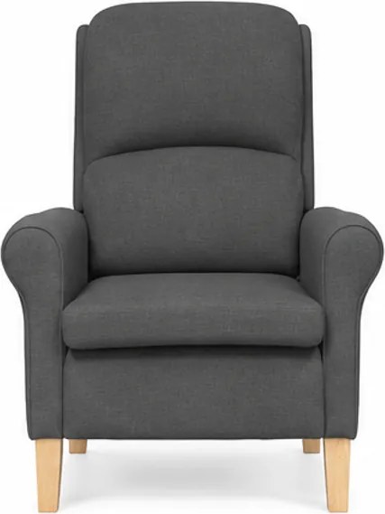 křeslo relaxační, odpočinkové, ušák, dřevo/textil, 101x95x75 cm, přírodní/tmavě šedá, Dekorino KR20260035