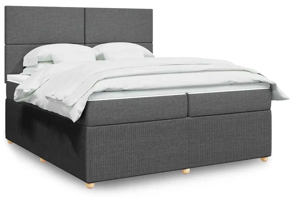 Box spring postel s matrací tmavě šedá 200x200 cm textil 3292157