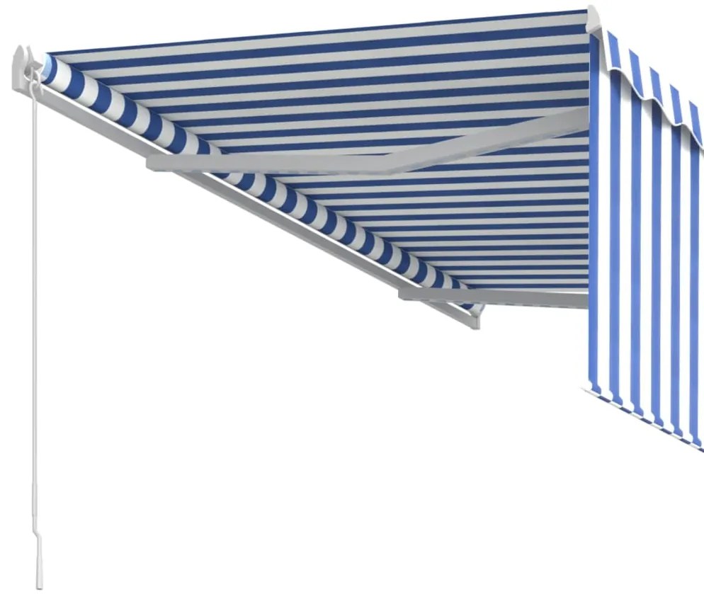 Ručně zatahovací markýza s roletou 3 x 2,5 m modrobílá,  3069256