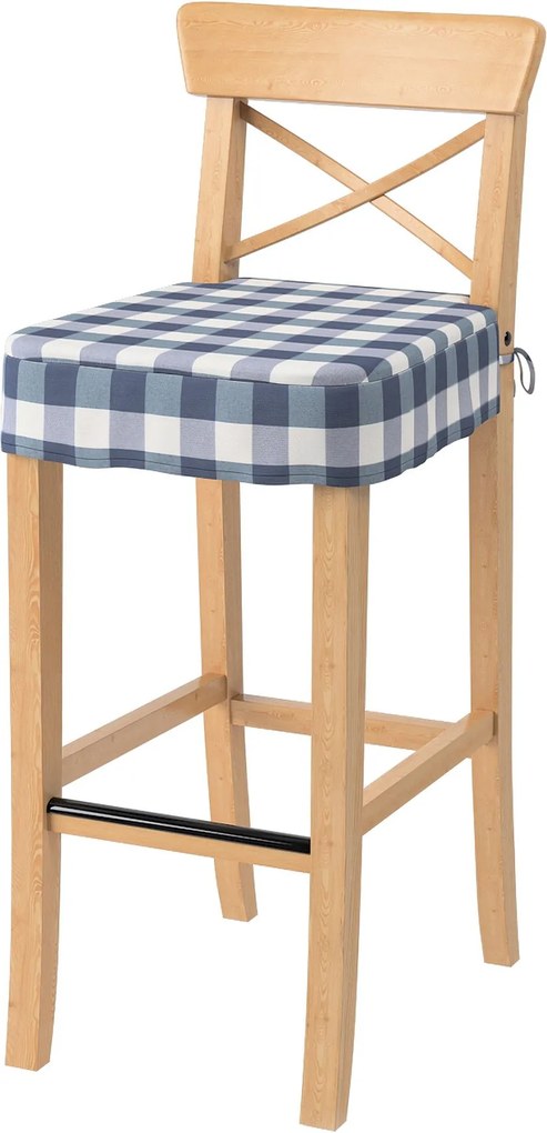 Sedák na židli IKEA Ingolf - barová barva tmavě modrá látka vzorované