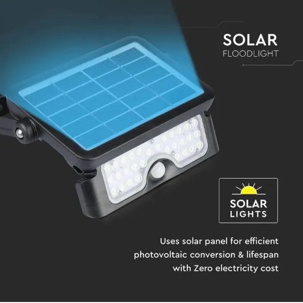 LED Solární reflektor se senzorem LED/5W/3,7V IP65 4000K 3000 mAh