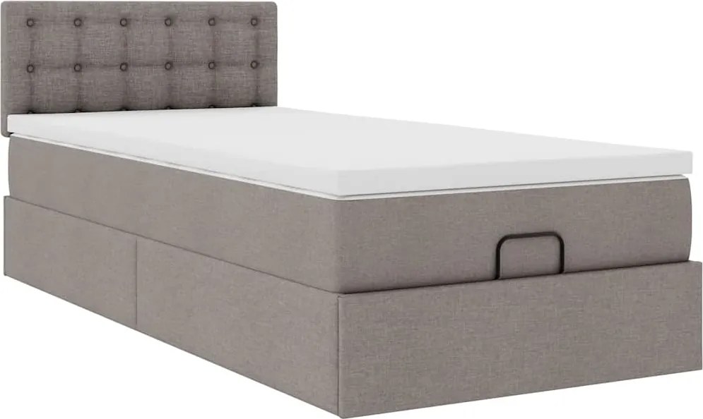 Osmanský rám postele s matrací taupe 80x200cm textil 3311584