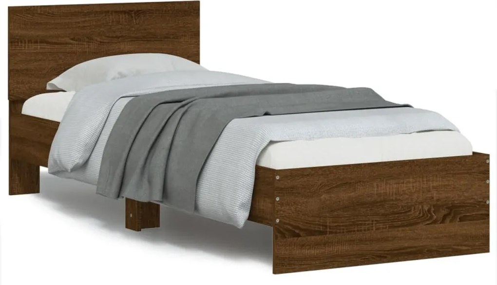 vidaXL Rám postele s čelem 75 x 190 cm kompozitní dřevo [838664] Barva: šedá sonoma