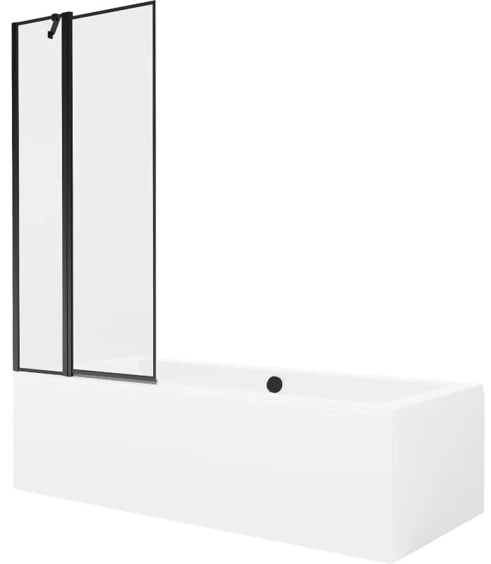 Mexen Cube obdélníková vana 180 x 80 cm s pláštěm 1-křídlovou zástěnou 80 cm, Černý vzor - 550518080X9408117070