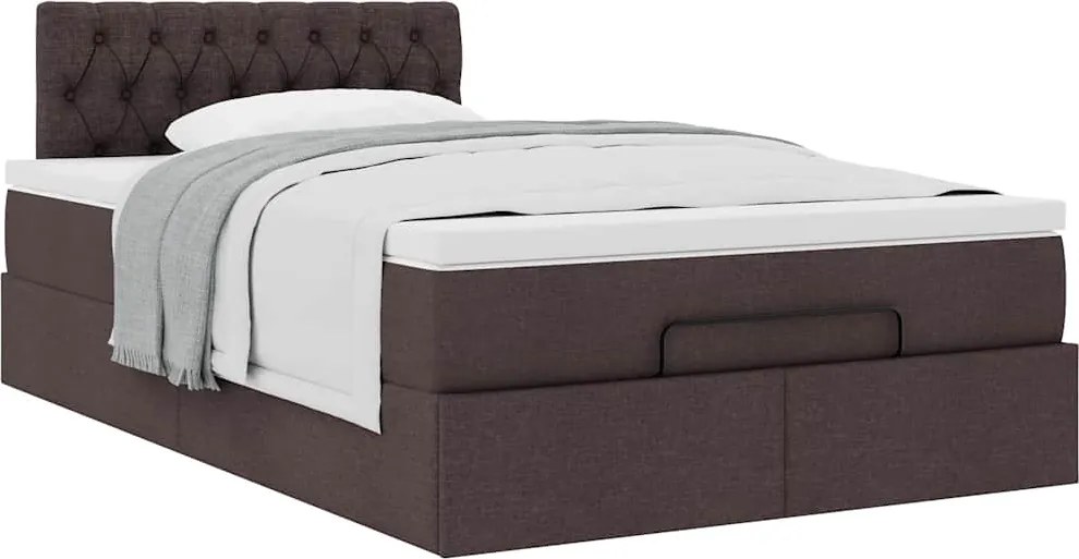 Osmanský rám postele s matrací tmavě hnědá 120x190cm textil 3311528