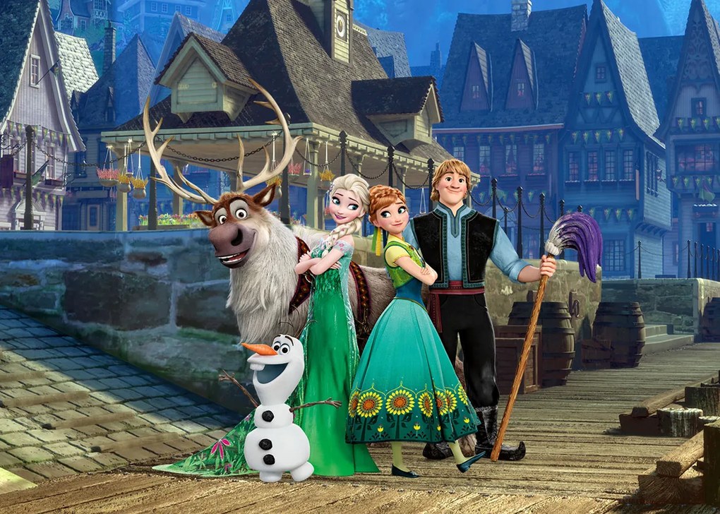 Dětská vliesová fototapeta na zed' Ledové Království ve Městě, Disney | 360 x 270 cm | DFTDNXXL 5020
