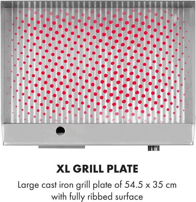 Klarstein Grillmeile 3000R, elektrický gril, 3000 W, 54,5 x 35 cm, žebrovaný
