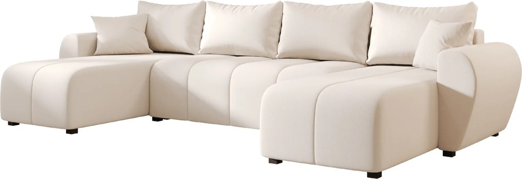 Rozkládací sedací souprava do U SEVIO 311x145 cm, krémová + 2 polštářky ZDARMA