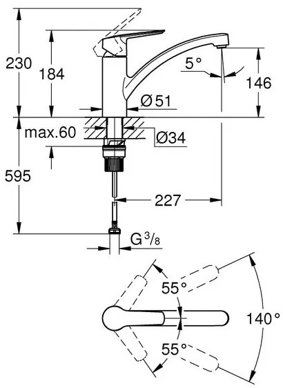 Grohe Start Dřezová baterie, černá mat 305302432