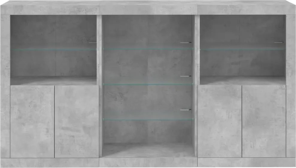 Příborník s LED osvětlením betonově šedý 181,5 x 37 x 100 cm 3209180