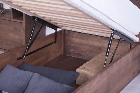 DOMESTAV s.r.o. Postel DREAMBOX-dřevěné čelo, čelní výklop 80/90x200 Materiál: Buk cink, Barevne provedení: Moření, Specifikace: 90x200