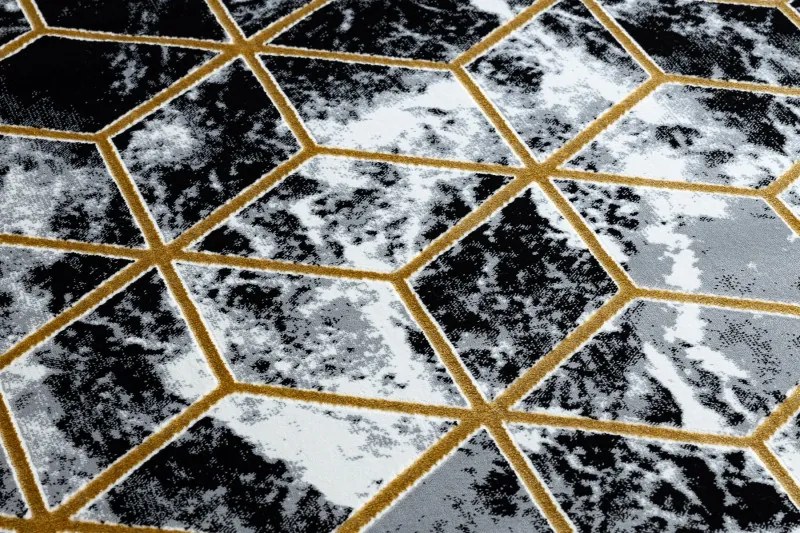 Dywany Łuszczów, Kusový koberec Gloss 409A 82 3D cubes black/gold/grey, 240x330, černobílá, kancelář