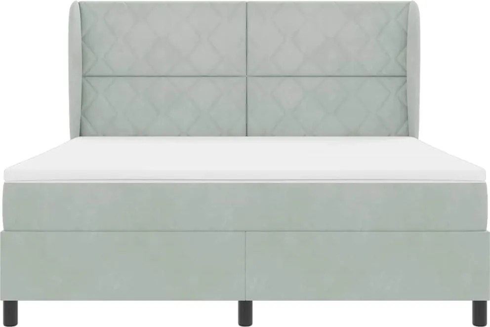 Postel s boxspringem s čelo Světle šedá 200 x 180 cm samet 3340994