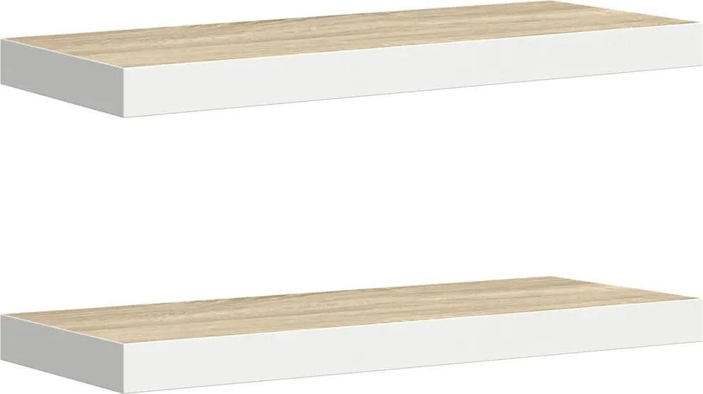 Plovoucí nástěnné police 2 ks dub a bílé 60 x 23,5 x 3,8 cm MDF 326577