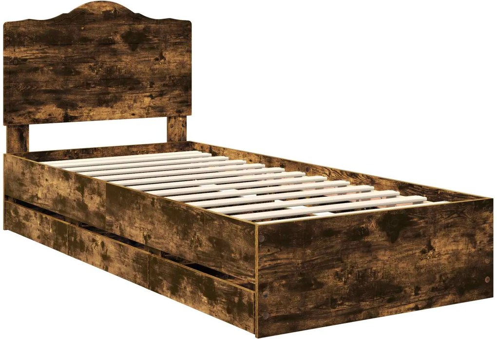 Rám postele se zásuvkou Uzený Dub 90 x 190 cm Inženýrské dřevo 3413461