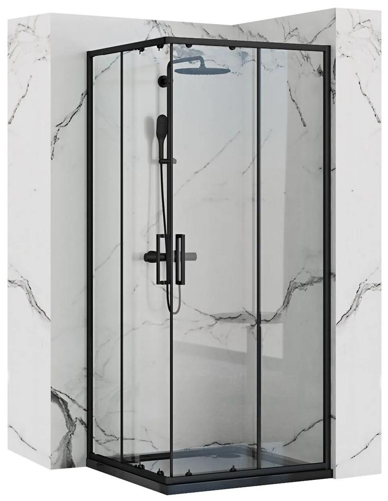 Čtvercový sprchový kout REA PUNTO 90x90 cm, chrom se sprchovou vaničkou Savoy bílá