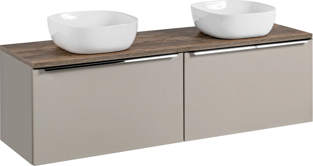 Comad Koupelnová skříňka s deskovými umyvadly set Santa Fe Taupe 160 šedohnědá/dub santa fe