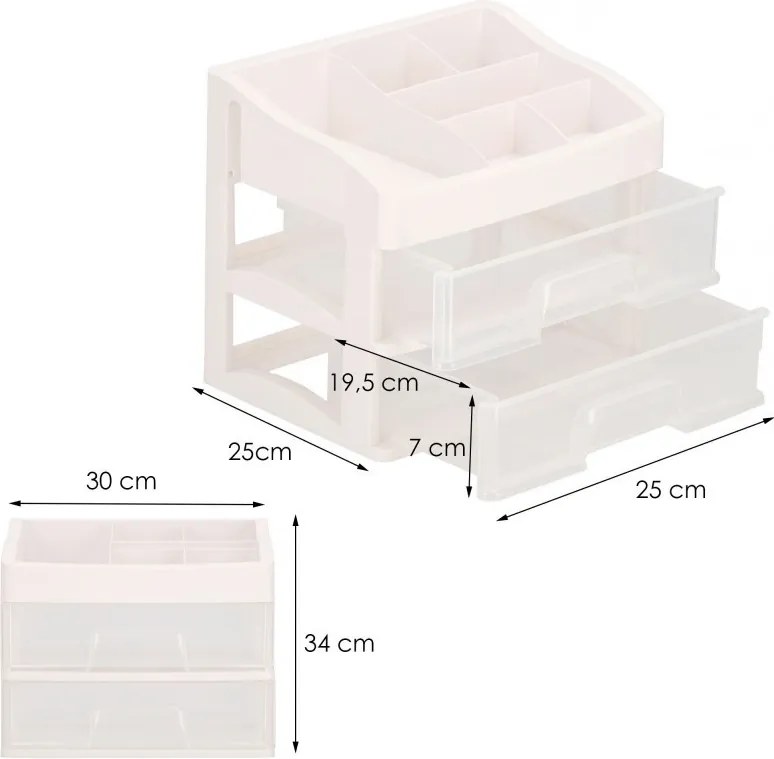 Organizér na kosmetiku / šperkovnice SPRINGOS SPIRIT 3 bílá