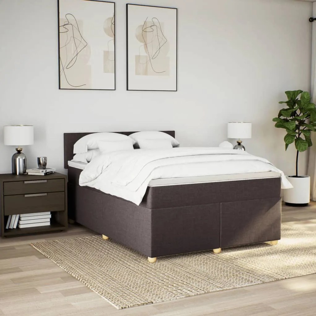 Box spring postel s matrací tmavě hnědá 140x190 cm textil 3288971