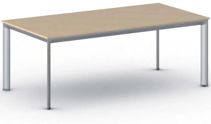 Kancelářský stůl PRIMO INVITATION, šedostříbrná podnož 2000 x 1000 mm, buk