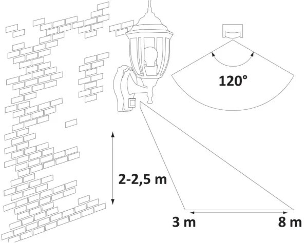 Rabalux 8458 - Venkovní svítidlo s čidlem NIZZA 1xE27/60W/230V