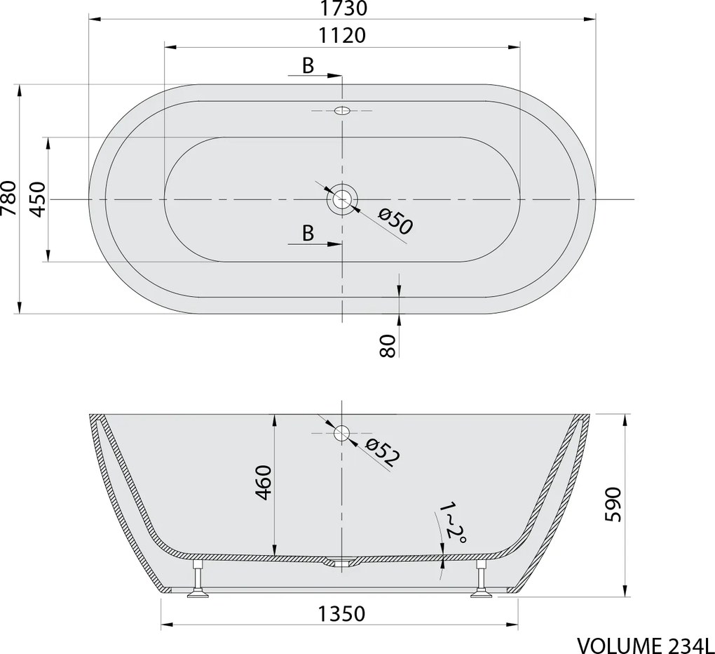 Polysan Polysan, SAMIRA volně stojící vana 173x78x59cm, bílá, 68648