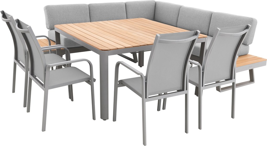 Doppler EXPERT PLUS AVERSA TEAK zahradní sedací souprava 4+2+1 šedá