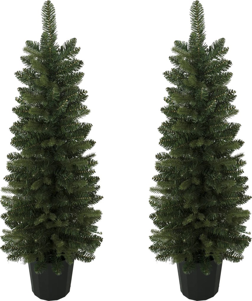 HOMCOM Sada 2 umělých vánočních stromků, 120 cm, jedle jako vstupní prostor s 170 větvemi, základ květináče, zelený