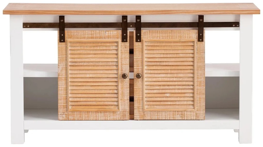 furniture-nabytek.cz - 2dílná koupelnová sada Caprino, masivní borovice/MDF, lakovaná, bílá/hnědá