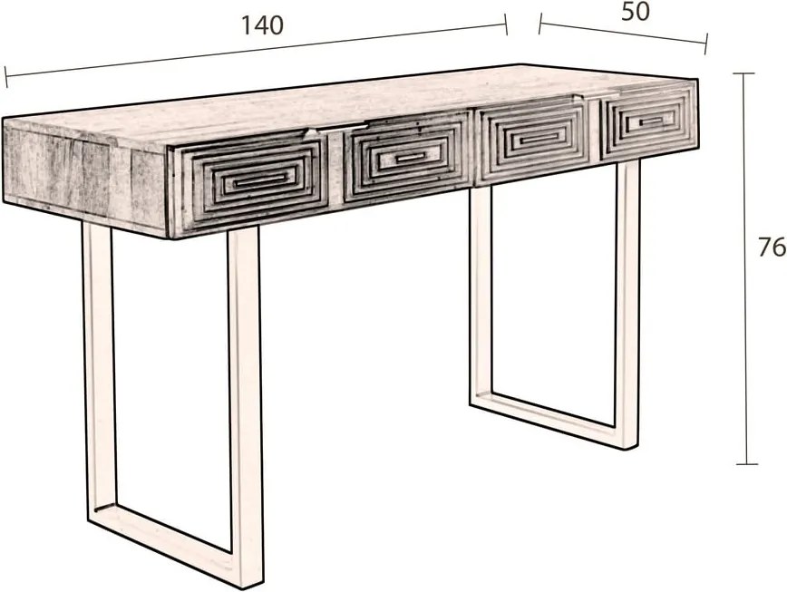 Konzolový stolek s deskou z mangového dřeva Dutchbone Volan, délka 140 cm