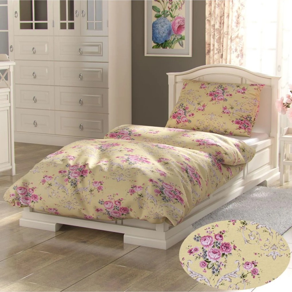 Bavlněné povlečení PROVENCE COLLECTION CLER žlutá - 1x 220/200, 2x 70/90cm