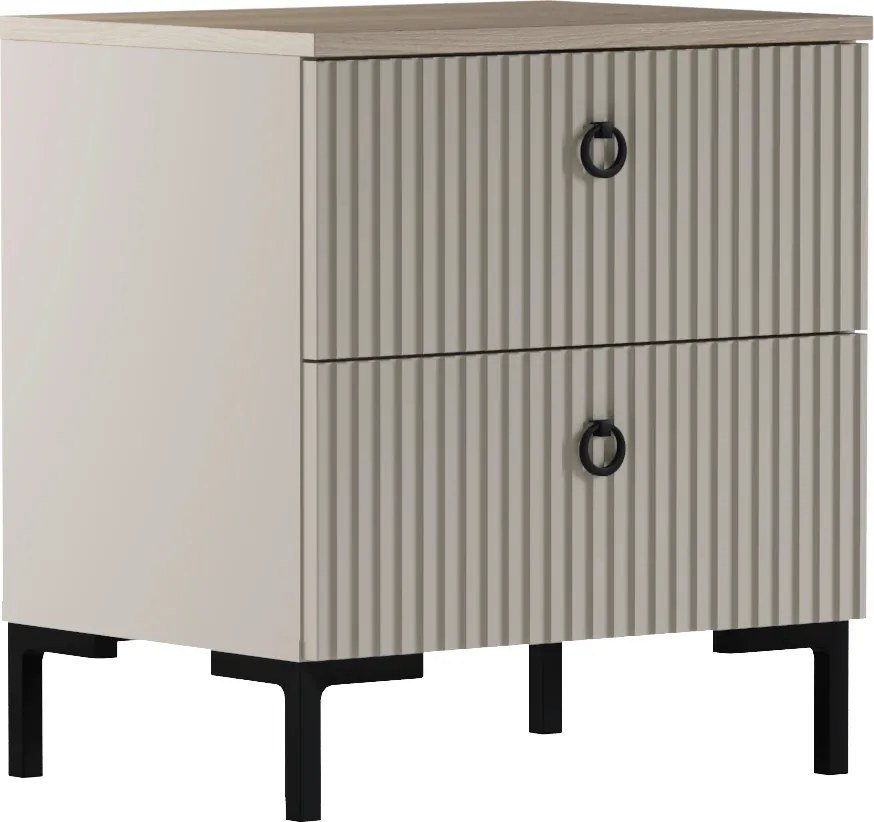 Noční stolek, šedohnědá Taupe/dub silverjack, DOMCA 2S