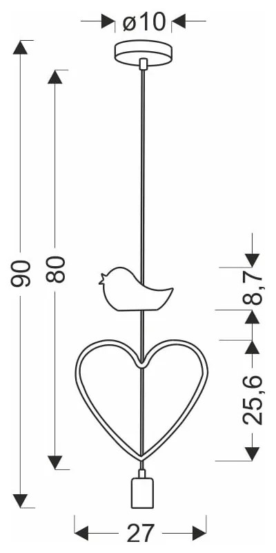 Bílý/růžový dětský lustr s kovovým stínidlem Single – Candellux Lighting