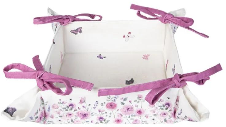 Oboustranný košík na pečivo Roses and butterflies – 35x35x8 cm