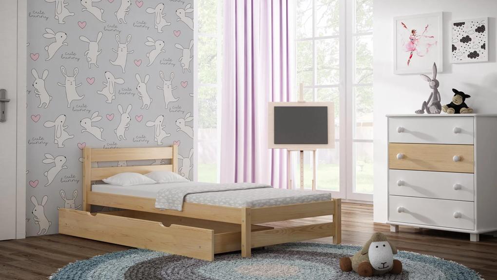BabyBeds Postel z borovicového masivu KARO Velikost postele: 200x90 cm, Barva postele: Růžová