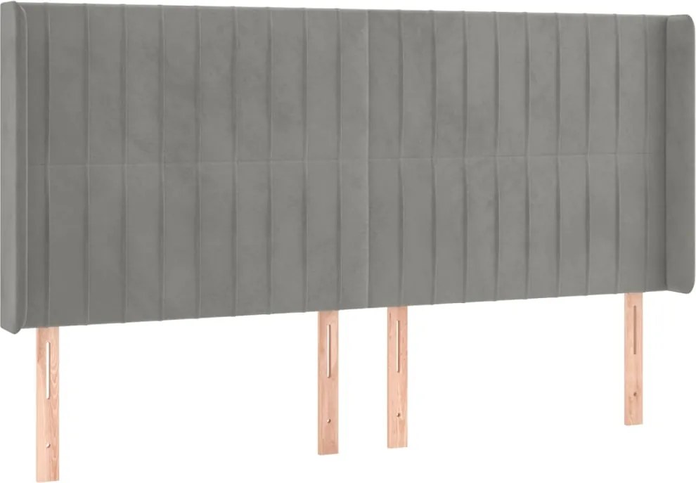 Box spring postel s matrací a LED světle šedá 160x200 cm samet 3139691