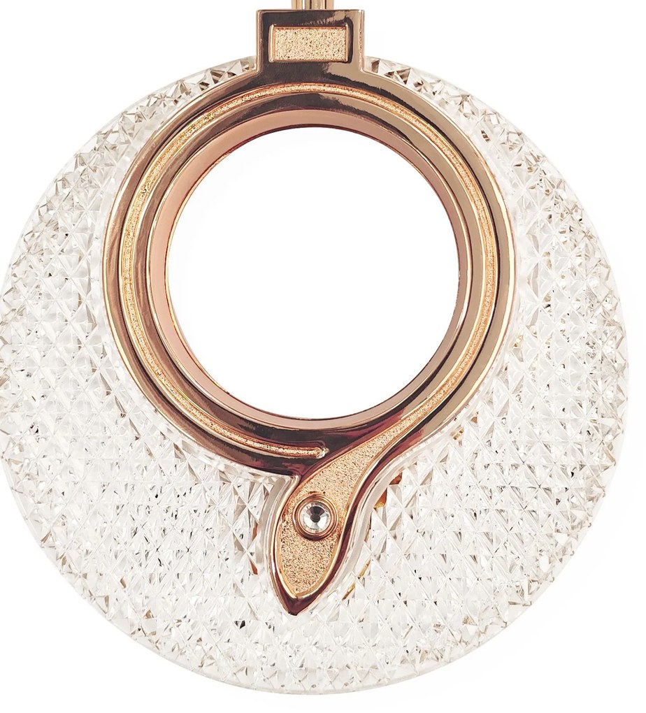 Toolight Toolight, LED křišťálové závěsné svítidlo 18x17cm, 12W, 3000K, LHJ110-1CP, růžové zlato, OSW-60051