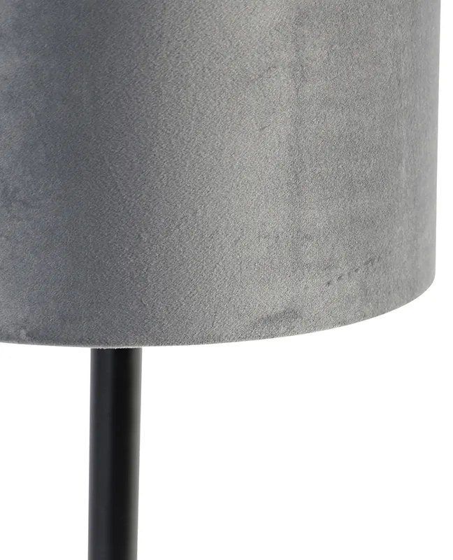 Moderní stolní lampa černá s šedým stínidlem 25 cm - Simplo