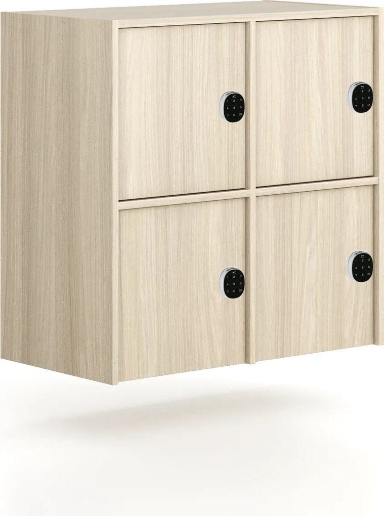 Nástavba pro skříně FRAME, 4x dveře, 872 x 450 x 854 mm, kódový zámek, dub přírodní