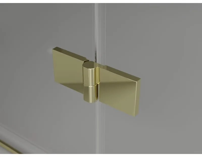 Mexen Lunar, L pětiúhelníkový sprchový kout naklápěcí doleva 100 x 80 cm, 8mm čiré sklo, zlatý profil, 831L-100L-080P-50-00-L