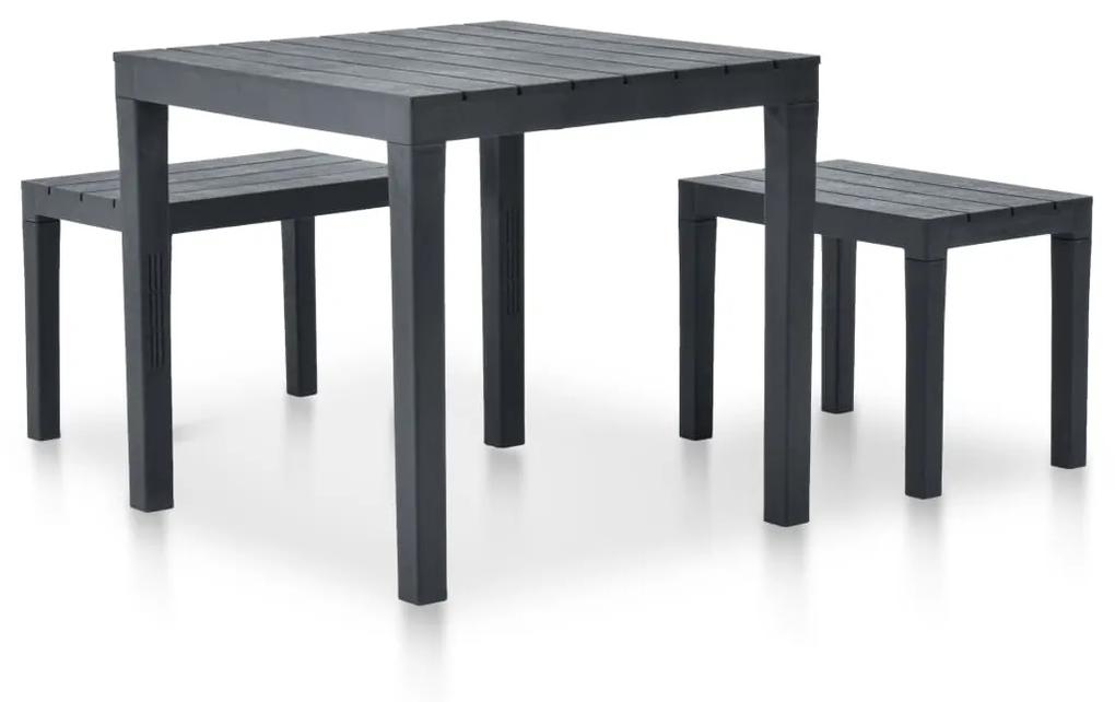 vidaXL Zahradní stůl se 2 lavicemi plast antracitový