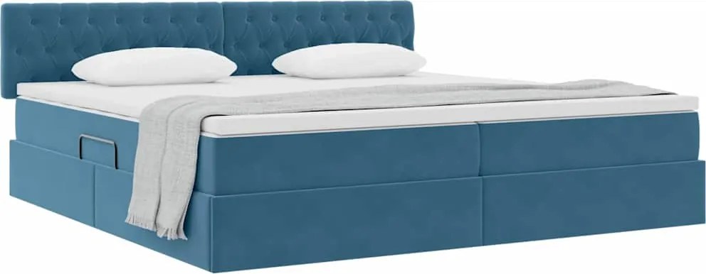 Postel s úložným prostorem Tmavě modrá 200 x 200 cm samet 3370843